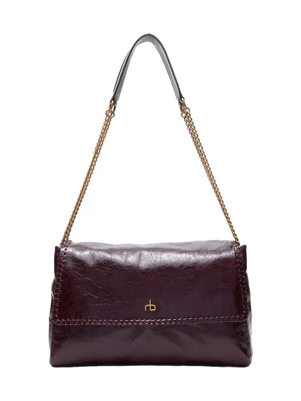 Rag & Bone Large Chelsea Flap Leather Convertible Shoulder Bag - Blackberry