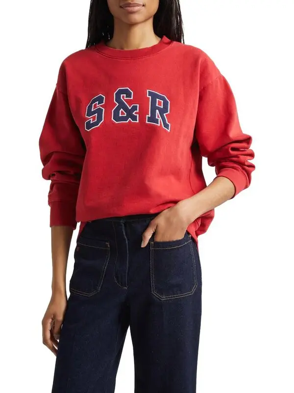 SPORTY & RICH Ivy Logo Graphic Sweatshirt - Ruby