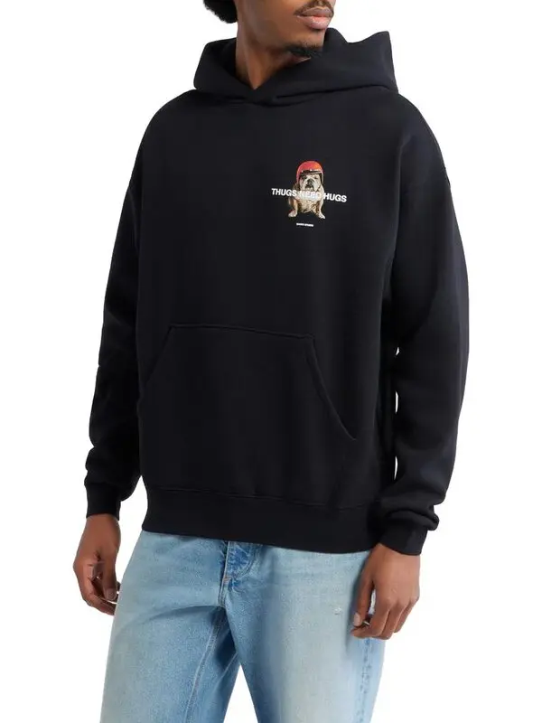 SANTO STUDIO Bulldog Graphic Hoodie - Black