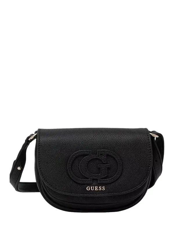 Guess Embossed Logo Crossbody Bag - Black