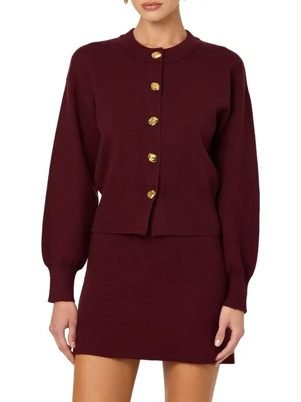 Astr The Label Aryn Button-front Cardigan - Wine