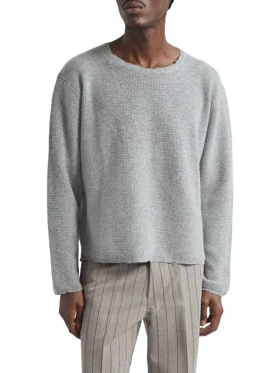 SECOND / LAYER Waffle Stitch Wool & Cashmere Sweater - Dove Grey