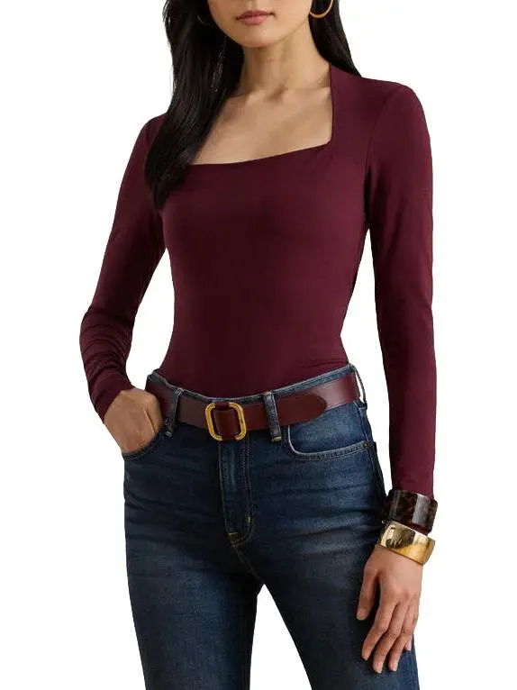 Ralph Lauren Ranier Jersey Top - Dark Garnet