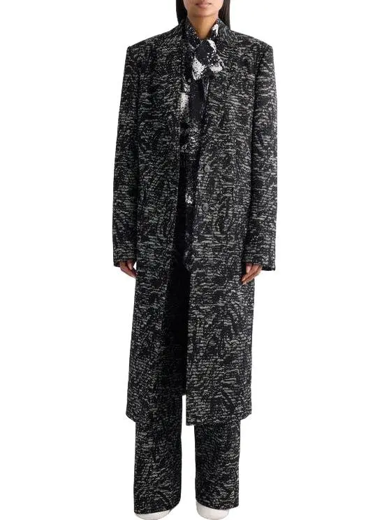 Dries Van Noten Raftan Abstract Swirl Jacquard Coat - Black
