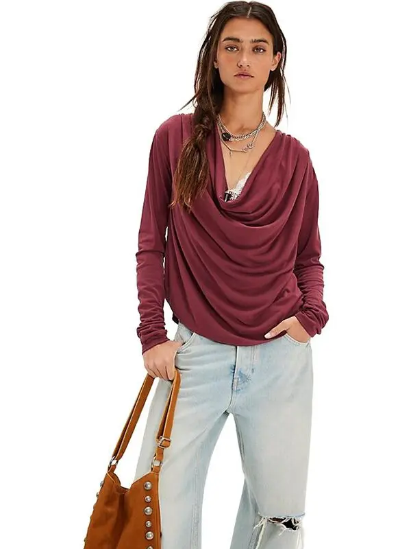 Free People Draped Long Sleeve Top - Dionysus