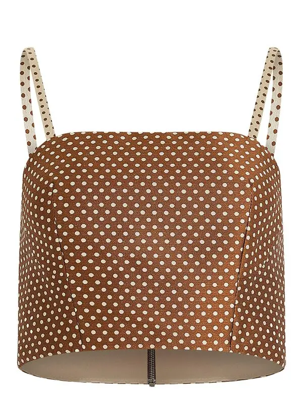 Rosie Assoulin Polka Dot Satin Jacquard Crop Top - Brown,cream