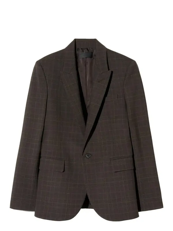 NILI LOTAN Diane Plaid Wool-blend Blazer - Cigar Plaid