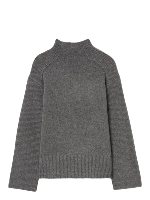 Maria Mcmanus Ribbed Mock-neck Wool-cashmere Blend Sweater - Medium Heather Grey
