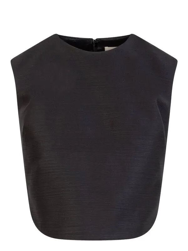 HEIRLOME Cropped Wool-silk Blend Top - Black