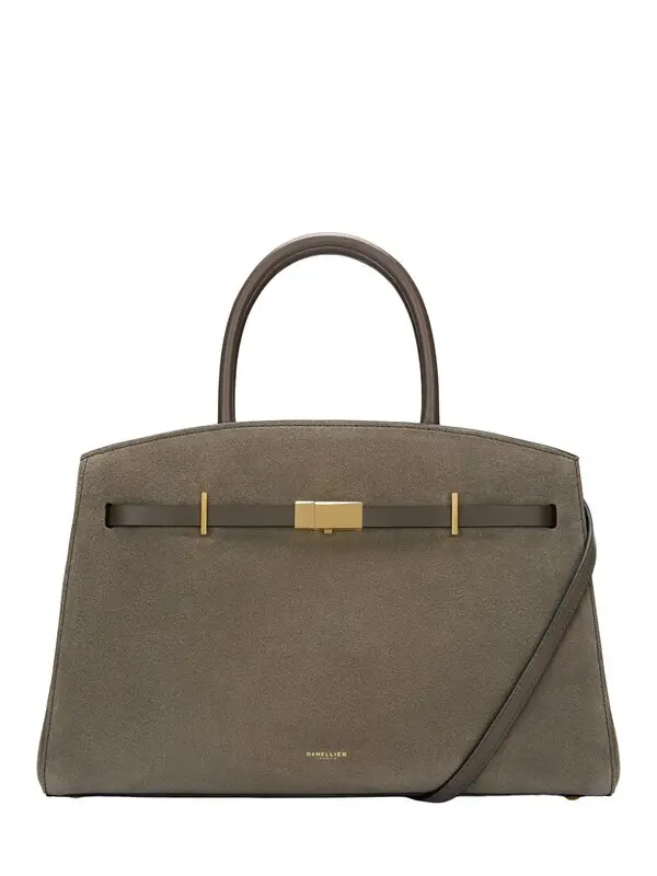 DEMELLIER Midi Hudson Shoulder Bag - Deep Olive Suede