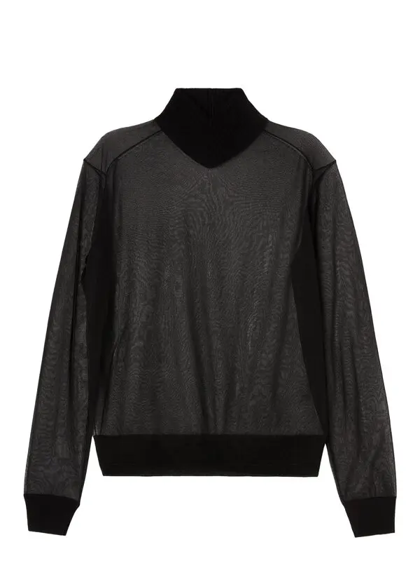 Maria Mcmanus Sheer Mock-neck Pullover Sweater - Black
