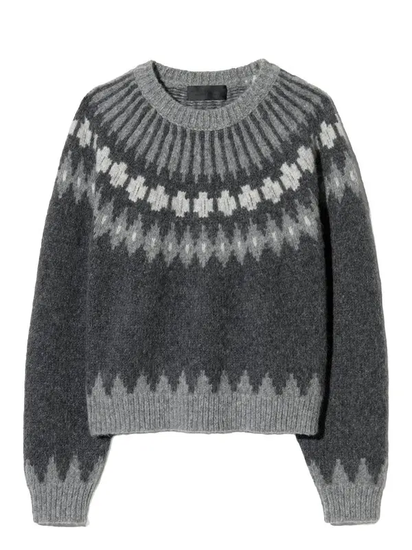 NILI LOTAN Alena Fair Isle Sweater - Dark Grey Melange Fair Isle