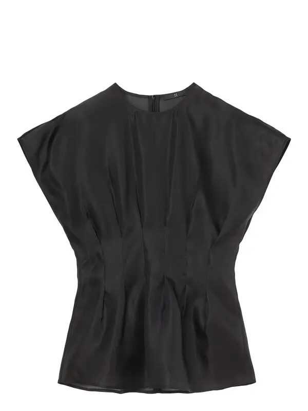 RÓHE Pleated Waistline Silk Top - Black