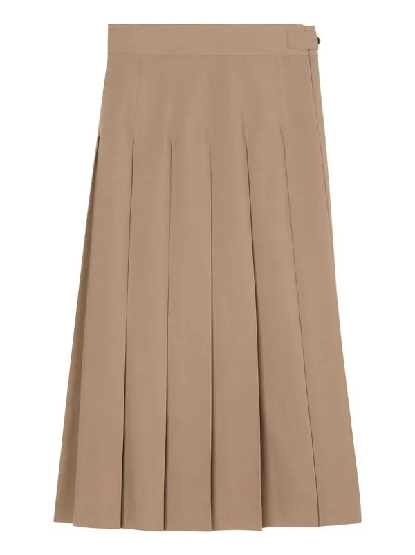 RÓHE Plissé Wrap Midi Skirt - Khaki