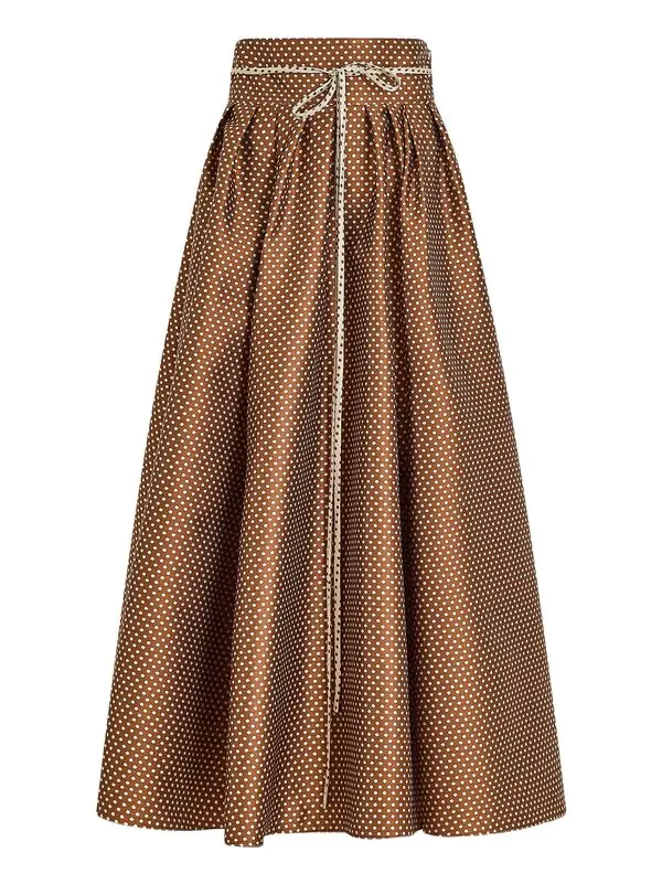 Rosie Assoulin Tie Detailed Pleated Midi Skirt - Brown,cream