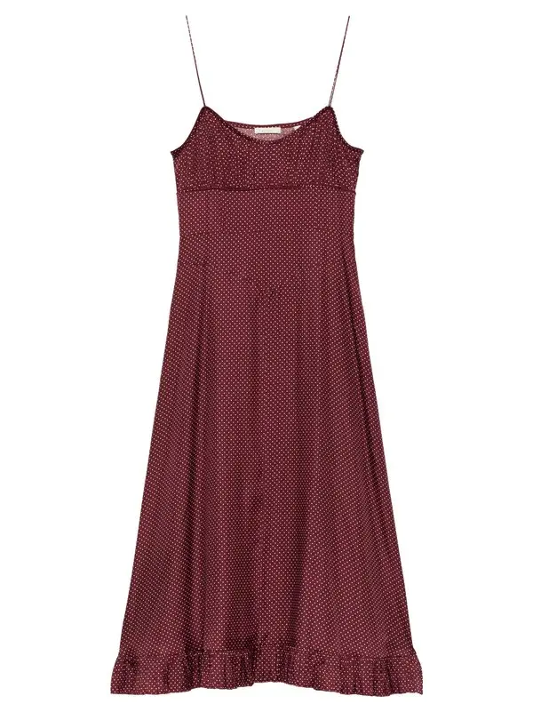 DÔEN Rosaria Polka Dot Midi Dress - Burgundy Colette Dot