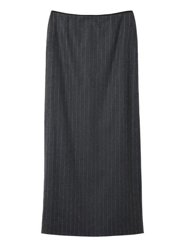 HOUSE OF DAGMAR Pencil Maxi Skirt - Grey Pinstripe