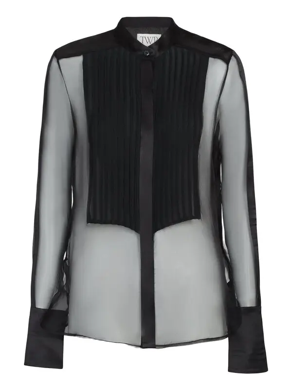 TWP Silk Organza Button-down Shirt - Black