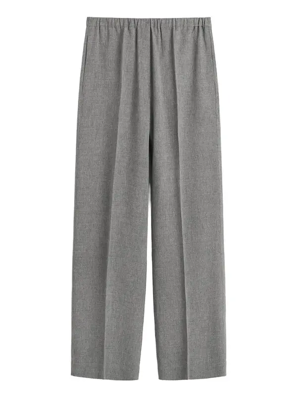 TOTEME Wide Leg Trousers - Mid Grey Melange
