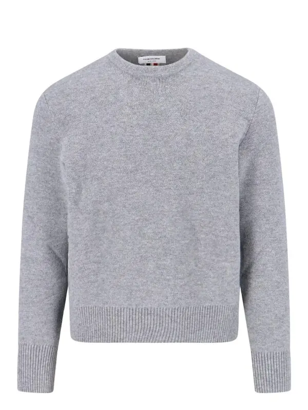 Thom Browne Crewneck Sweater With Tricolor Band - Gray