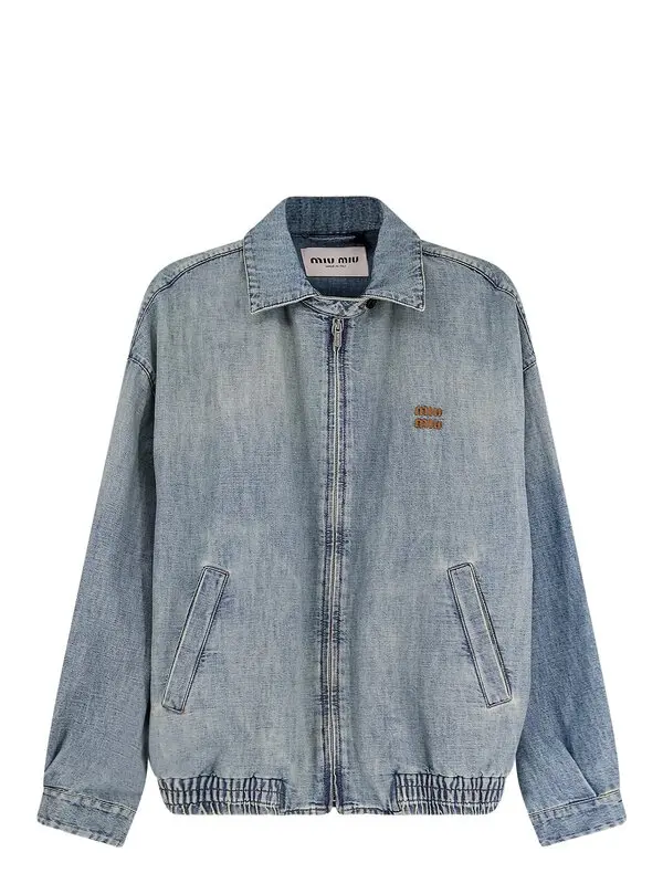Miu Miu Denim Jacket With Embroidery - Blue