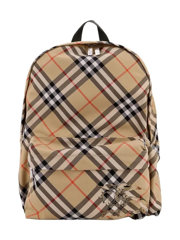 Burberry Check Pattern Backpack - Beige