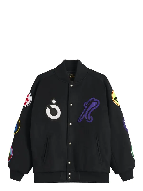NOMARHYTHM TEXTILE X Needles Patch Varsity Jacket - Black X Mix