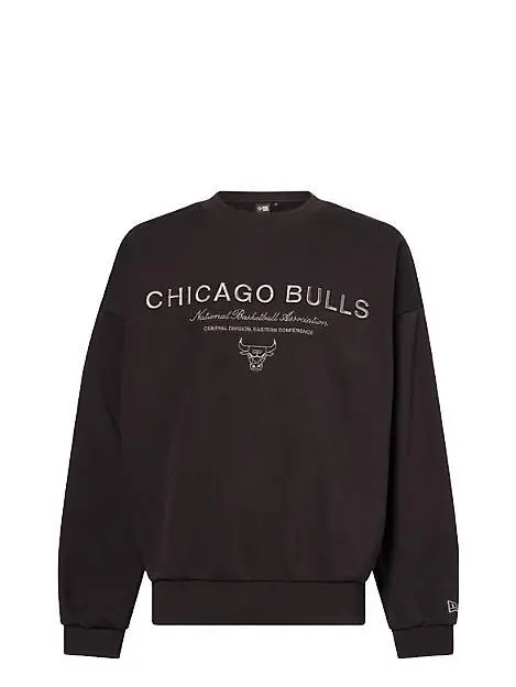 New Era X Nba Bulls Logo-embroidered Cotton-jersey Sweatshirt - Black