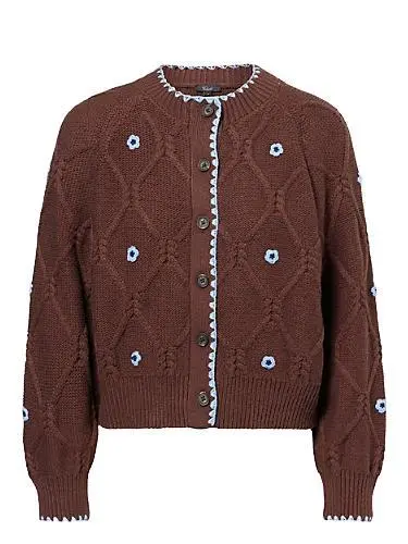 Rails Laurie Flower-embellished Cotton-blend Cardigan - Walnut Daisy