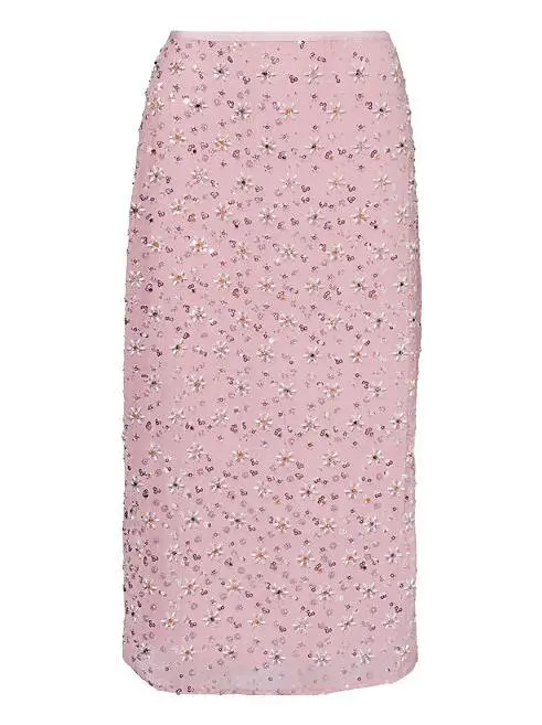SISTER JANE Embellished Woven Midi Skirt - Pink