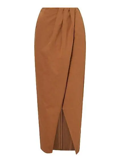 L.A-SPACE Cotton Midi Skirt - Brown