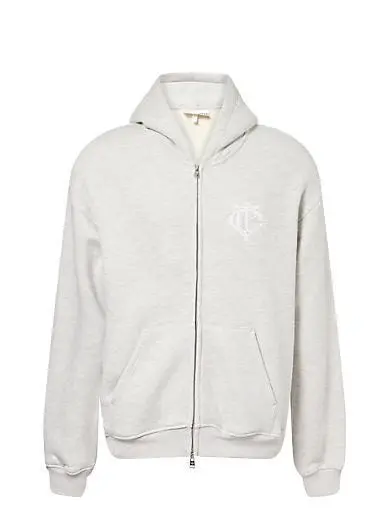 THE COUTURE CLUB Monogram Emblem Relaxed-fit Cotton-blend Hoodie - Greymarl