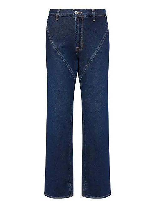 7 For All Mankind Stovepipe Straight-leg Denim Jeans - Bluecrest Seam Detail