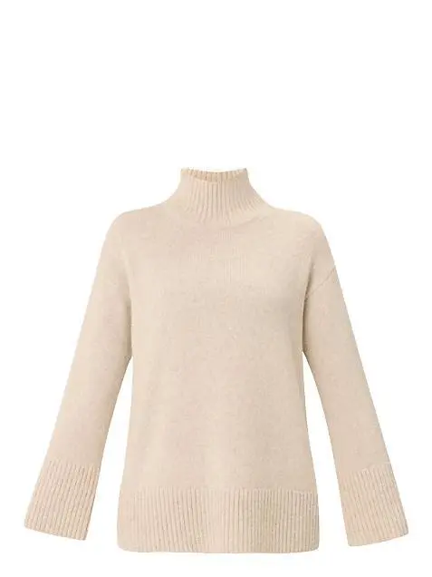 Sweaty Betty Relaxed Fit Funnel-neck Knitted Jumper - Barley Beige