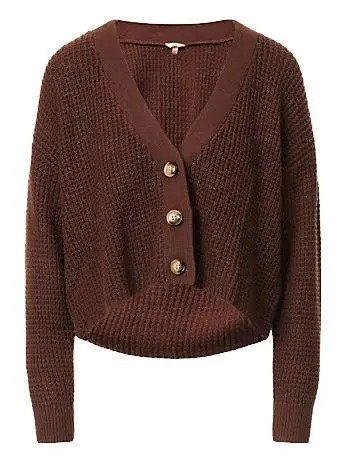 Eberjey Textured Knit Crop Cardigan - Chocolate