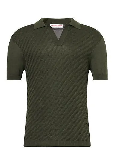 Orlebar Brown Horton 2-tone Jacquard Silk And Cotton Polo Shirt - Dark Herbal Green