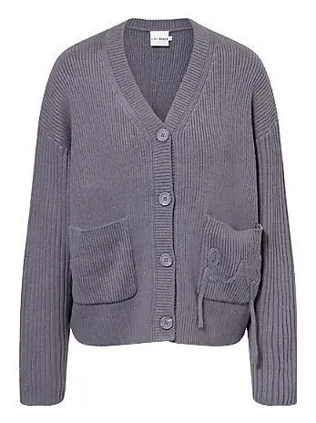 L.A-SPACE Ribbed Knit Cardigan - Grey