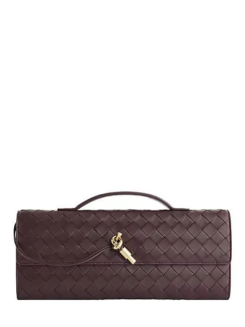 Bottega Veneta Andiamo Leather Clutch - Barolo-m Brass
