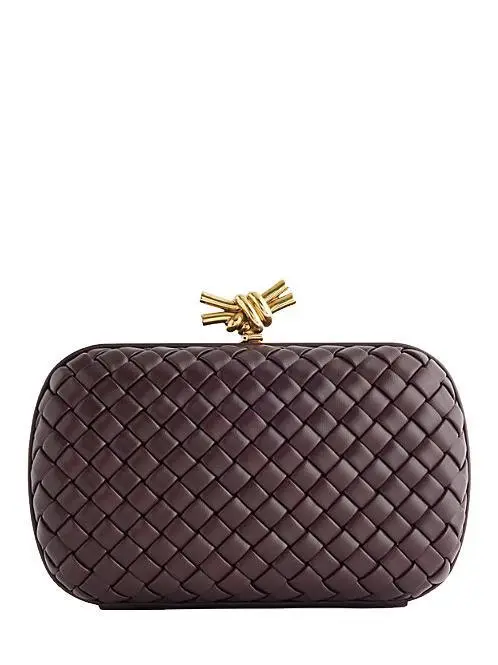 Bottega Veneta Knot Intrecciato Leather Clutch - Barolo-m Brass