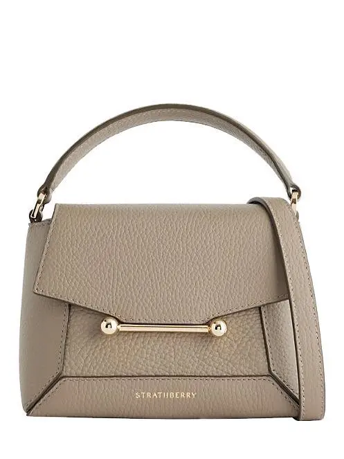 Strathberry Mosaic Nano Leather Top Handle Bag - Taupe