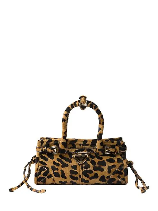 Prada Printed Leather Handbag - Neutral