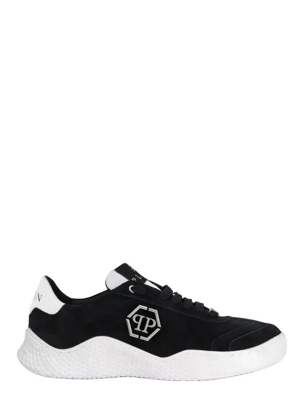 Philipp Plein Hexagon Logo Suede Sneakers - Black