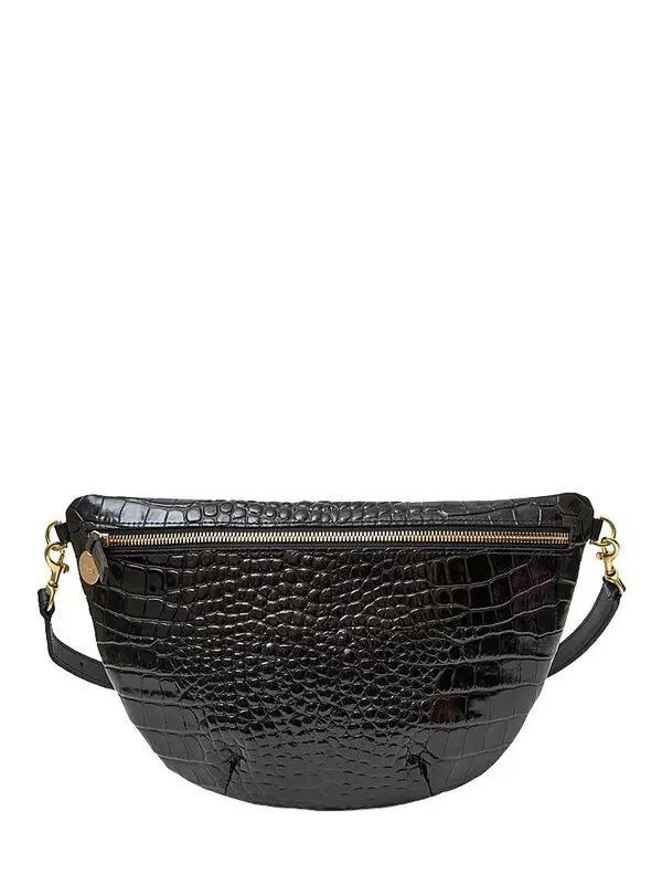 Clare V. Grande Small Croco Embossed Leather Fanny Pack - Black