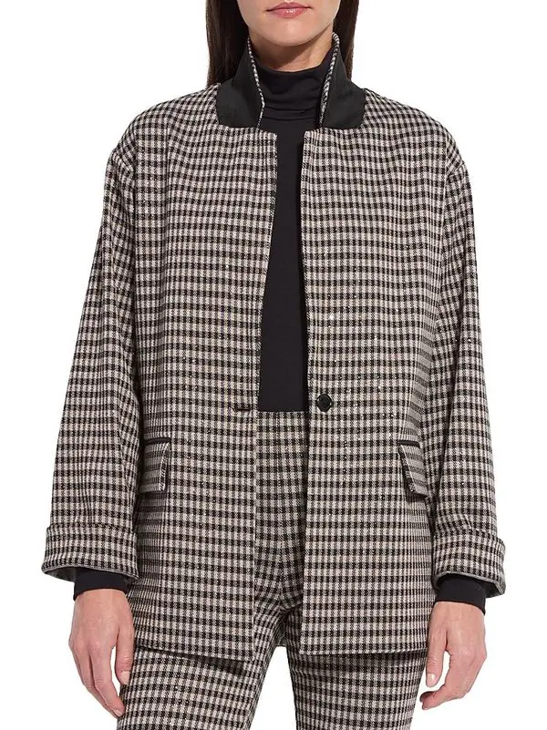 Lyssé Metallic Checked Blazer - Silver Foil Check