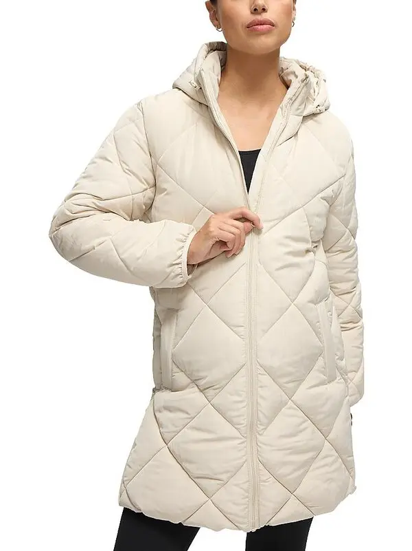 Ingrid & Isabel Longline Puffer Maternity Coat - Stone