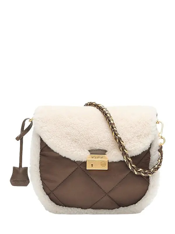 Mz Wallace Crosby Lock Small Crossbody Bag - Shearling/light Gold