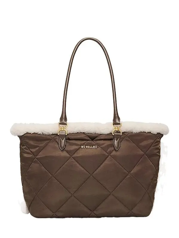 Mz Wallace Medium Madison East/west Tote - Walnut/shearling