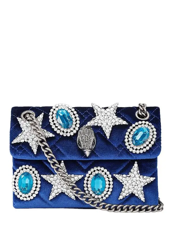 Kurt Geiger Kensington Mini Embellished Velvet Crossbody - Blue