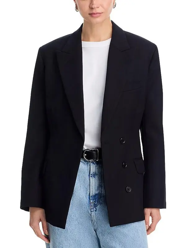ANINE BING Aretha Peak Lapel Blazer - Black