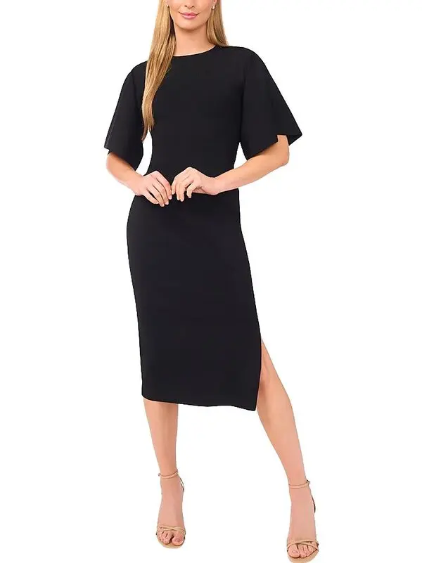 Ted Baker London Flare Sleeve Crew Neck Midi Dress - Rich Black